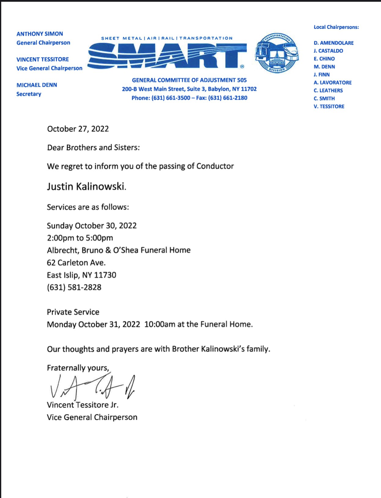 Local 645 – SMART Transportation Division 505